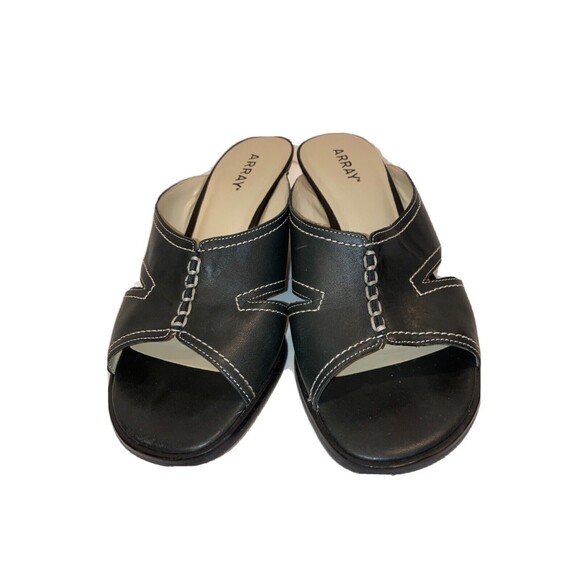 Array | Shoes | Array Womens 8476 Black Wedge Sandals W White Top ...